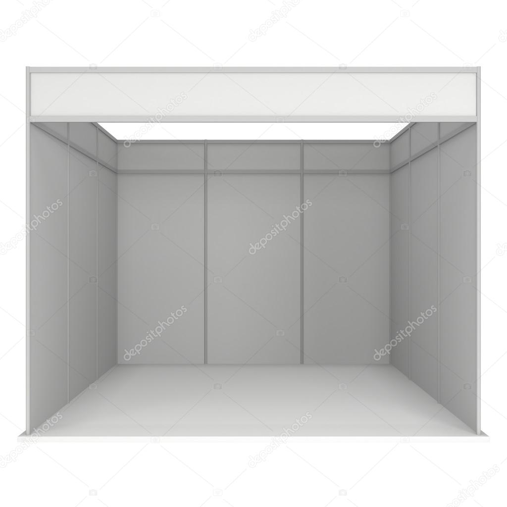 Salón Comercial Booth Box. Blanco y blanco 3D. 2023