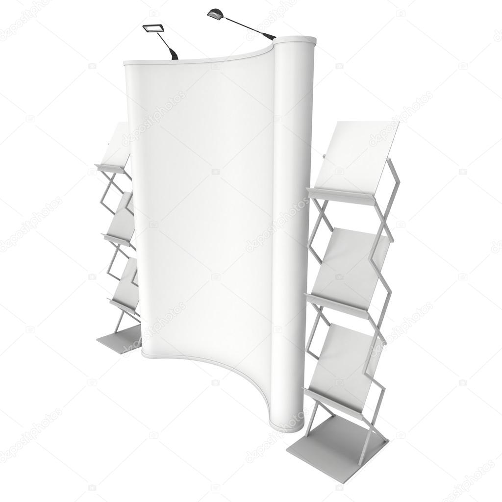 Trade show booth and magazine rack — Stock Photo © newb1 #98380936