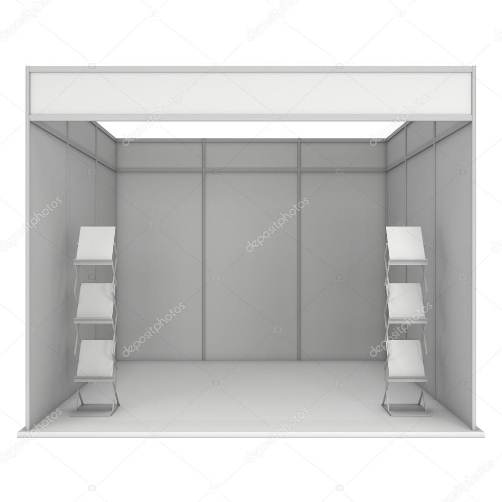 Exposición ferial Stand Expo Box. Blanco y blanco 3D. 2022