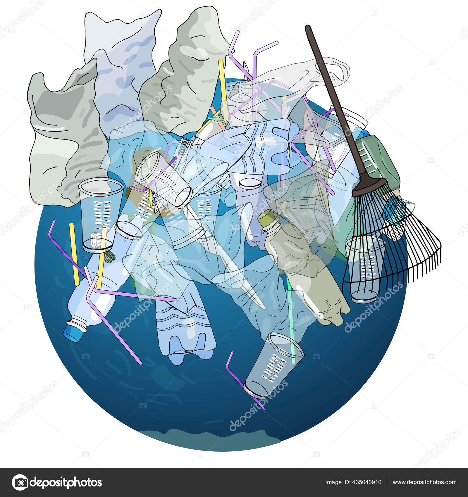 Pollution Garbage Plastic Bags Planet Concept Ecology World Cleanup Day Stock Vector by ...