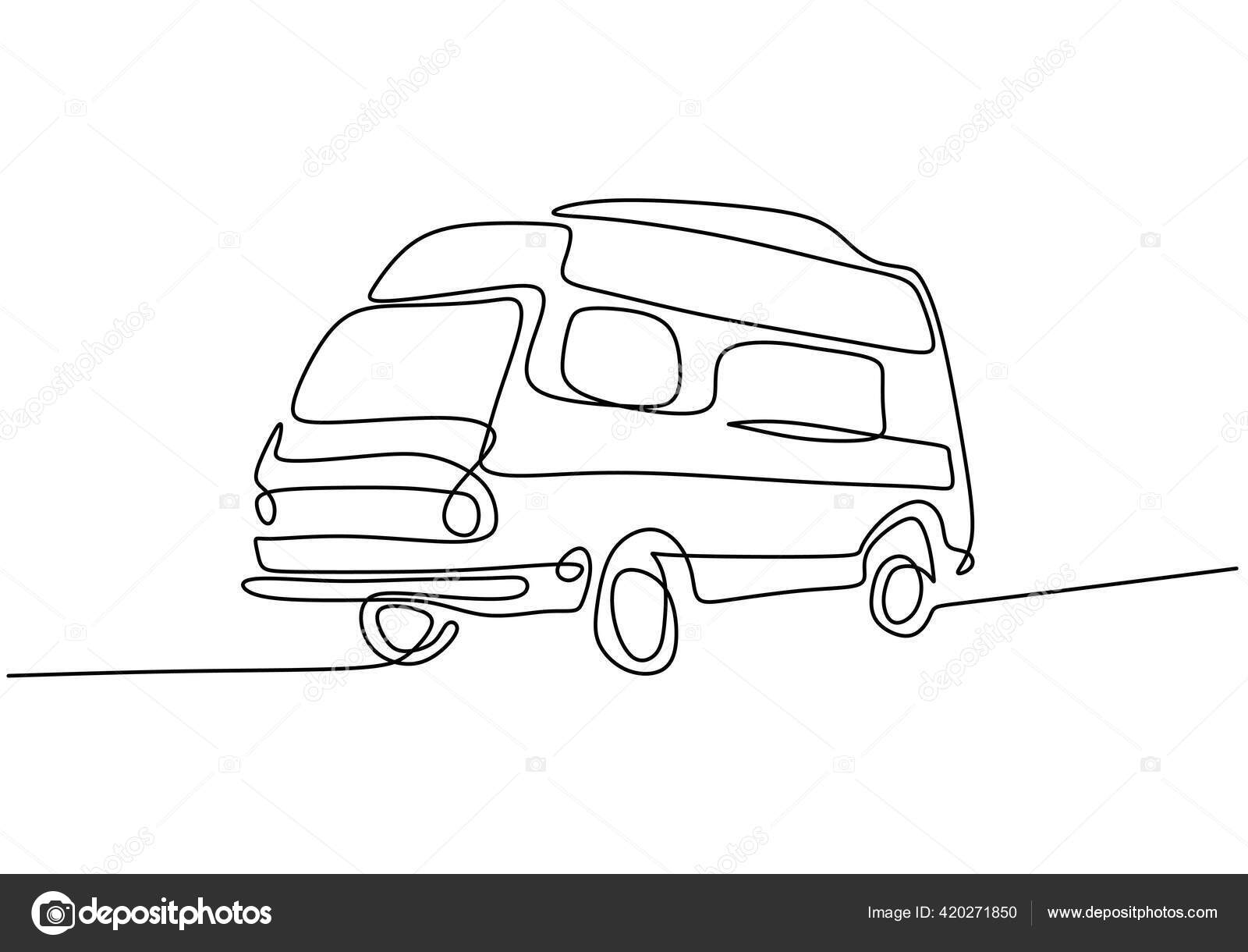 Camper Durchgehende Linienzeichnung Ein Wohnmobil Für Reisen Isoliert ...