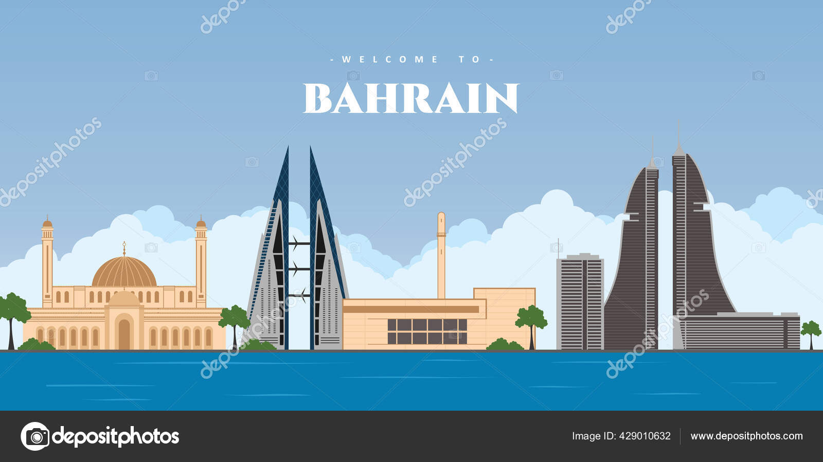 Great Panoramic City Landscape Bahrain Manama Skyline Colorful ...