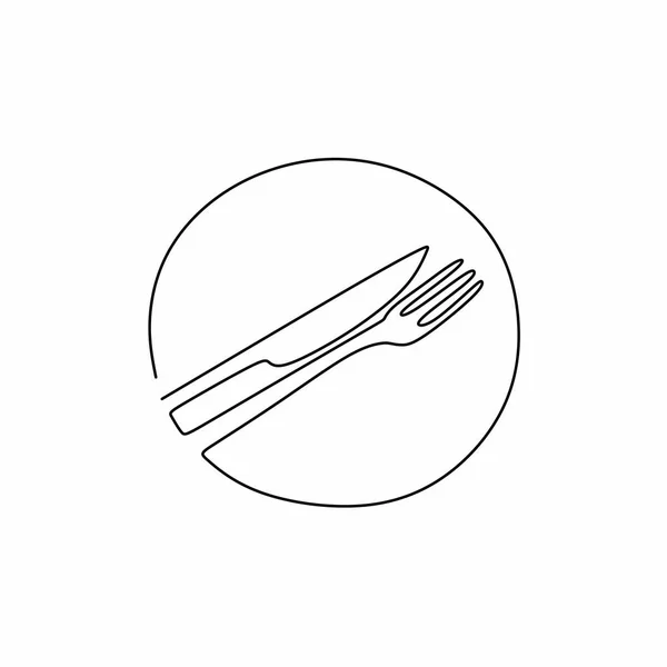 Food on the plate continuous one line drawing. Vector meal for eating ...