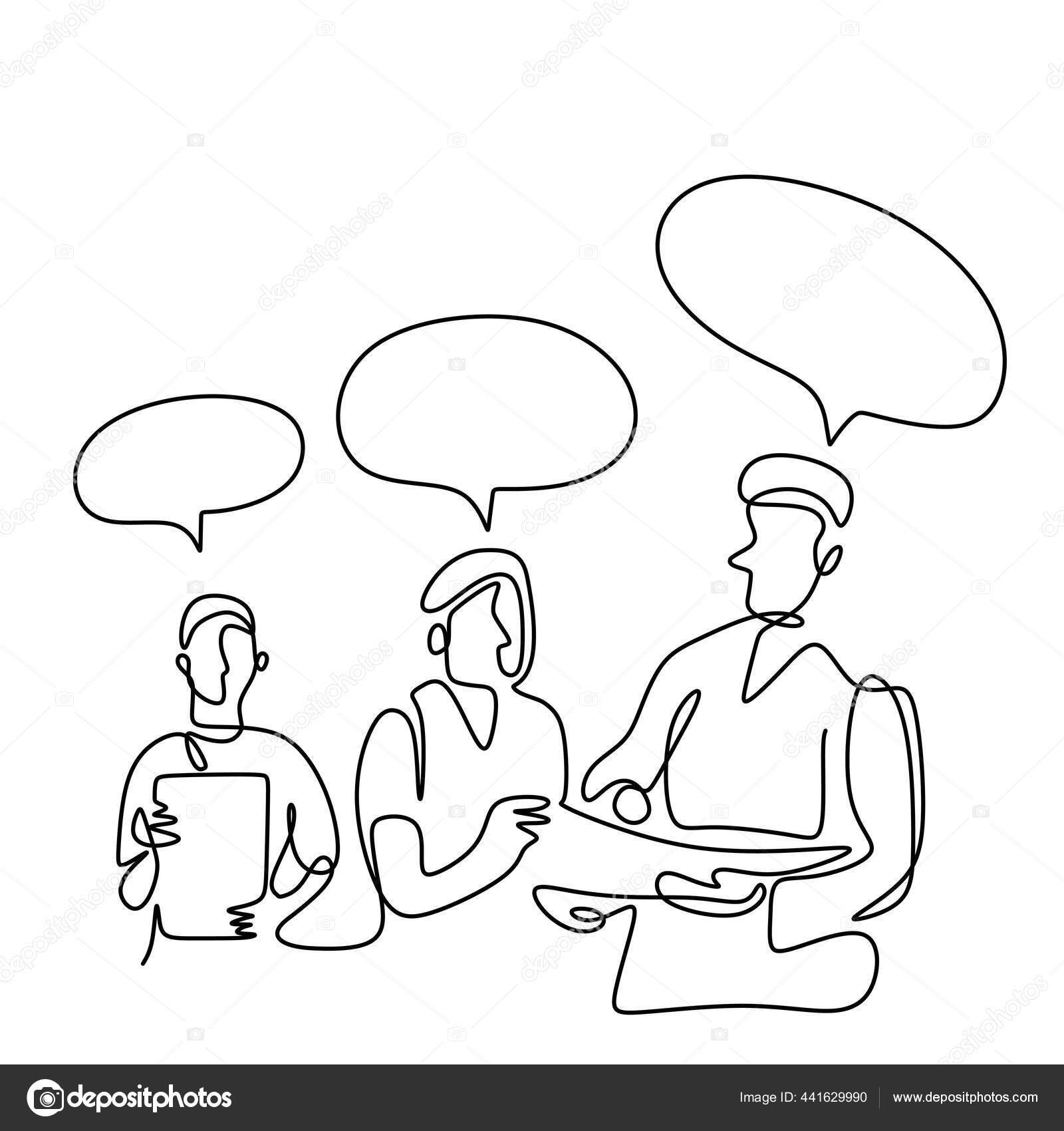 Continuous One Line Drawing Team Doctors Three Professional Doctors ...