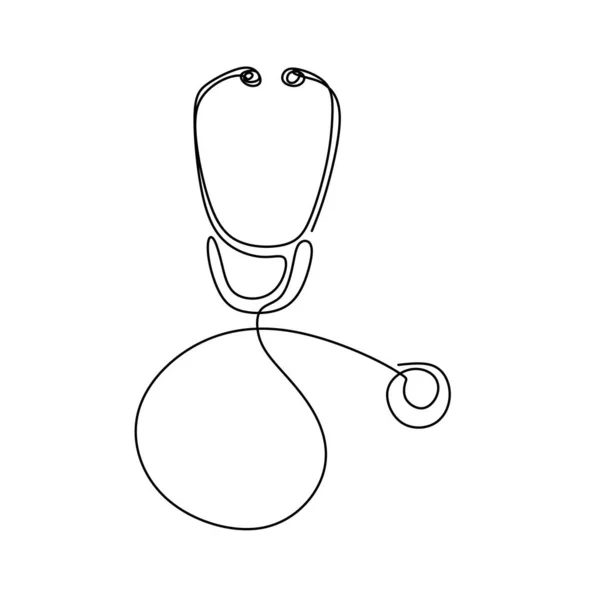 Continuous one line drawing stethoscope medical theme. Isolated on ...