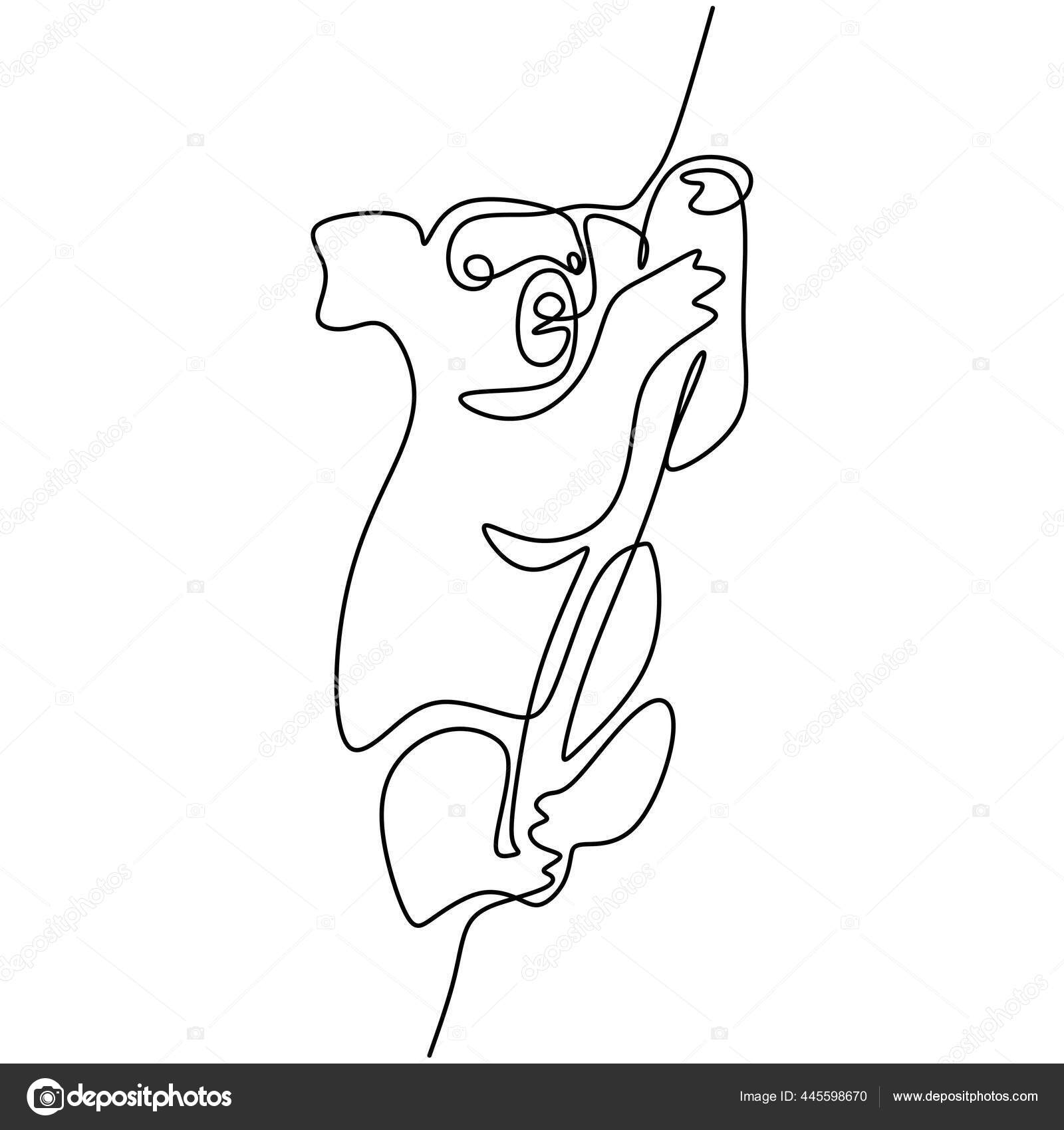 One Continuous Line Drawing Adorable Koala Little Bear Australia Mascot ...