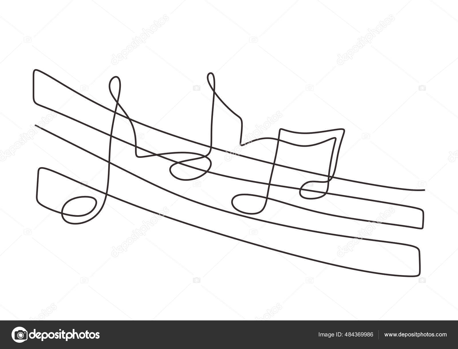 Una Línea Continua Arte Dibujo Música Nota Vector Ilustración Signo ...