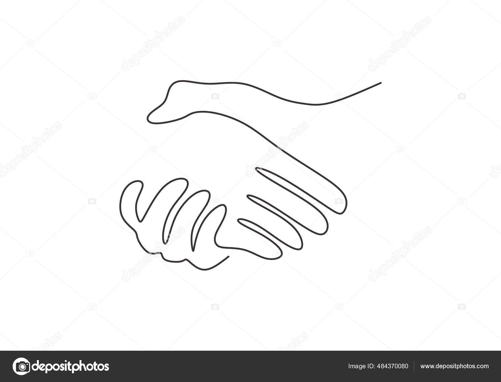 Continuous One Line Vector Illustration Handshake Business Agreement ...