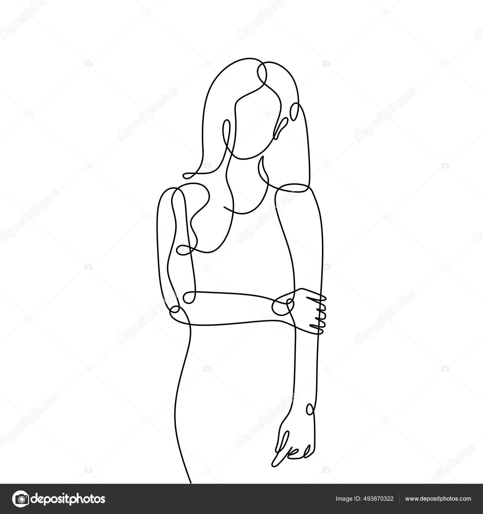 Arte Línea Continua Dibujo Una Línea Mujer Hermosa Abstracta Dibujo ...