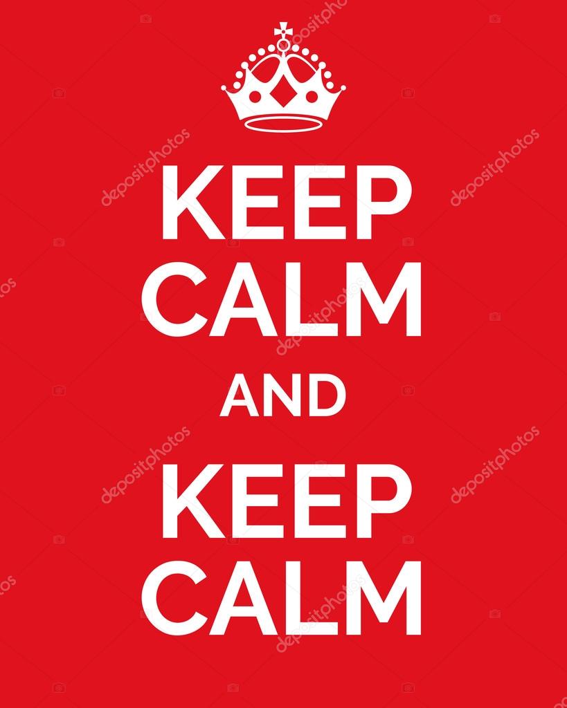 Mantén la calma y la calma. Tarjeta vectorial con corona y texto sobre ...