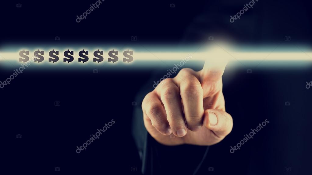 Hand Pointing Glowing Light with Dollar Signs Stock Photo by ©Gajus ...