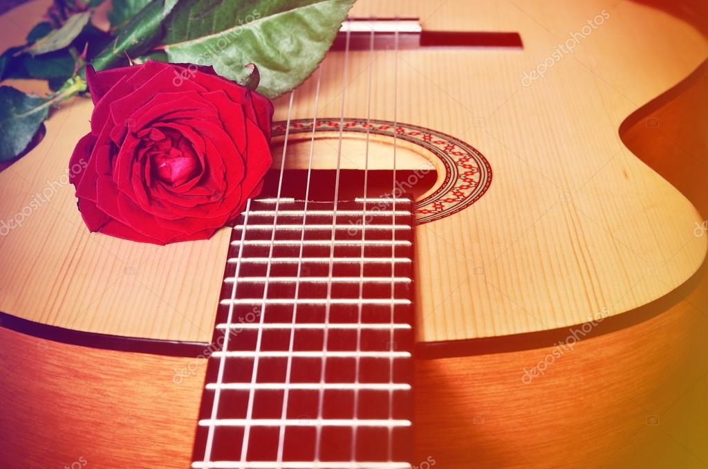 Classical guitar and rose. — Stock Photo © Catwoman10 #78237310