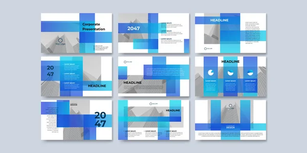 Minimal Presentations Design Portfolio Vector Templates Blue Elements ...