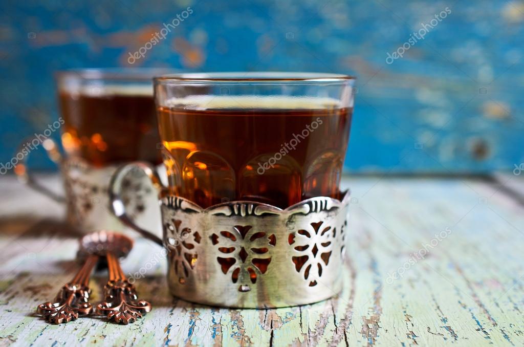 Brown tea in a glass Cup — Stock Photo © Shusha #59882545