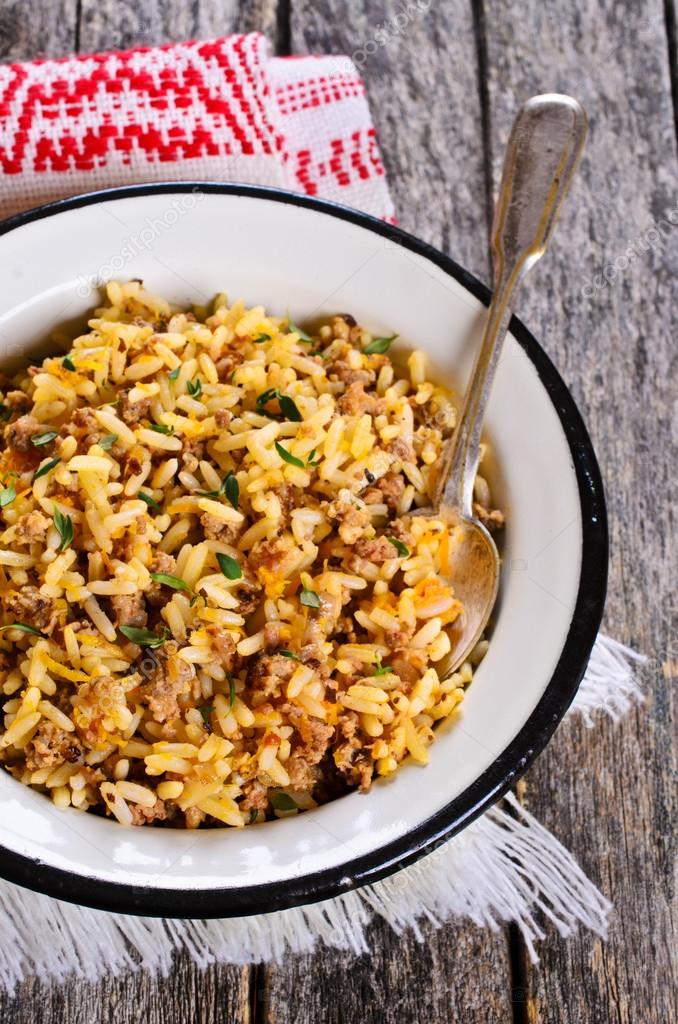 Rice with minced meat — Stock Photo © Shusha #84055040