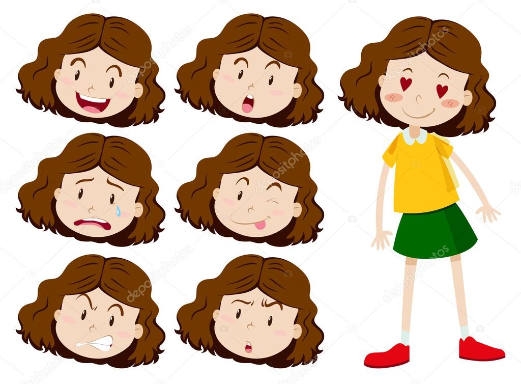 Little girl with many facial expressions Stock Vector Image by ...