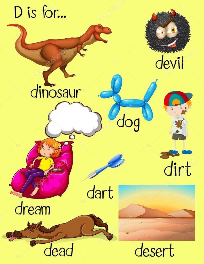 Alfabeto D y muchas palabras Vector de stock #108399368 de ©blueringmedia