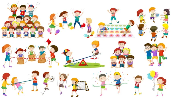 Children playing different games — Stock Vector © blueringmedia #109819866