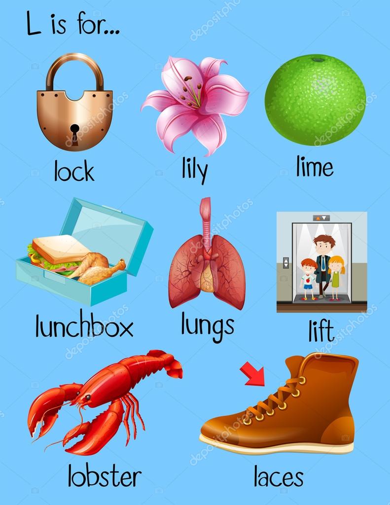 Muchas palabras comienzan con la letra L vector, gráfico vectorial ...