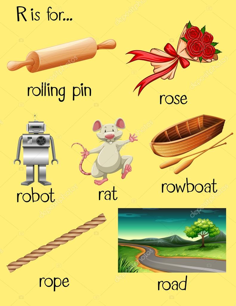 Muchas palabras comienzan con la letra R Vector de Stock de ...