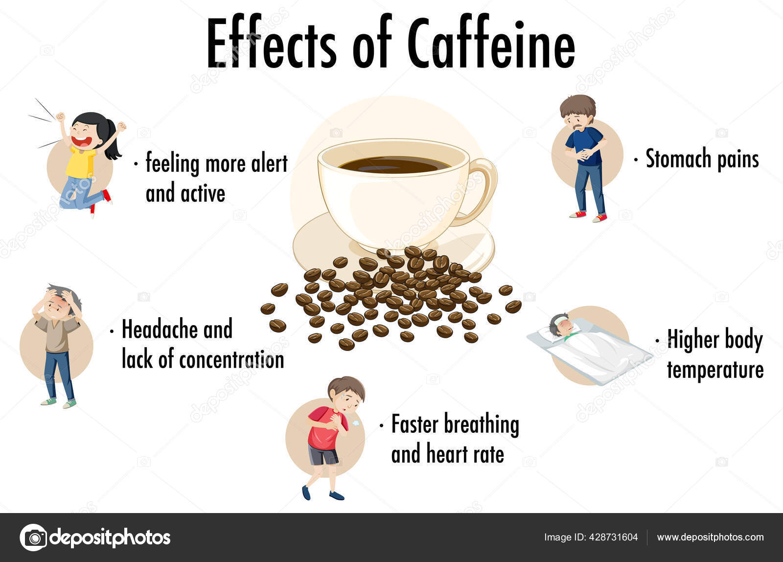 Efectos Información Cafeína Ilustración Infográfica Vector de stock ...