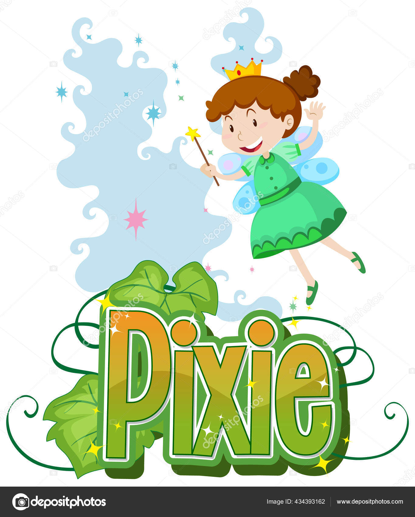 Pixie Logo Little Fairies White Background Illustration Stock Vector ...