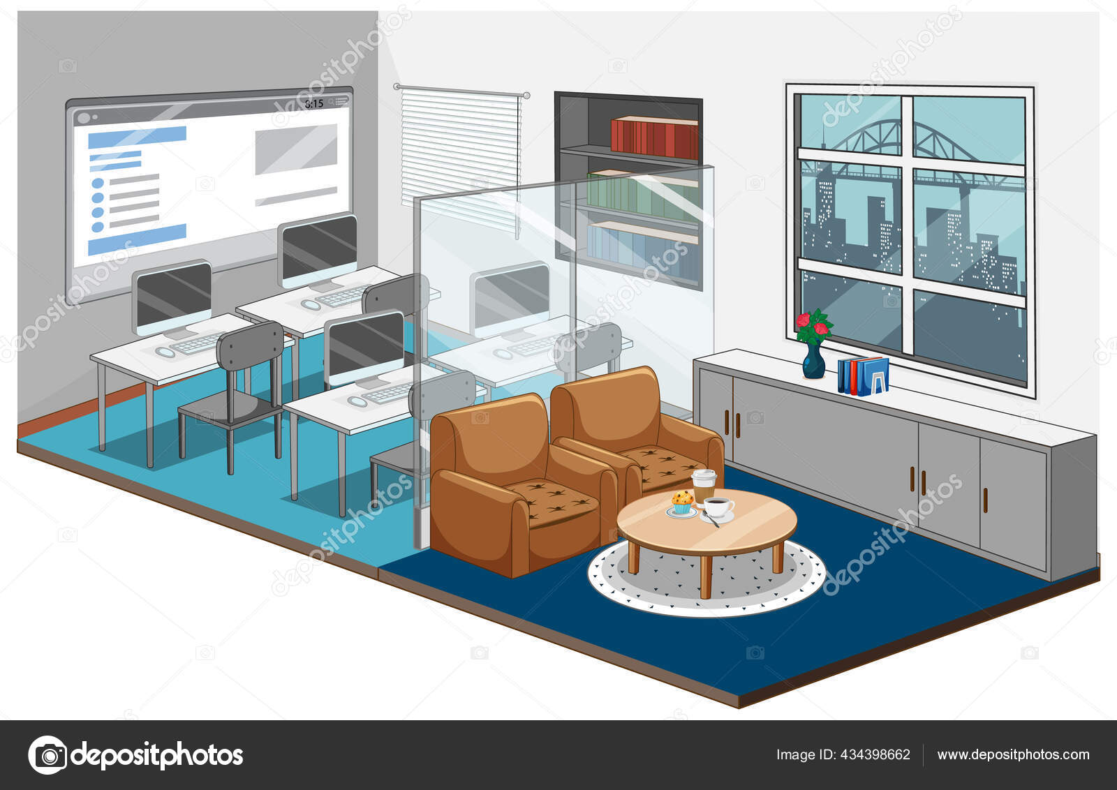 Workplace Classroom Isometric Style White Background Illustration Stock ...