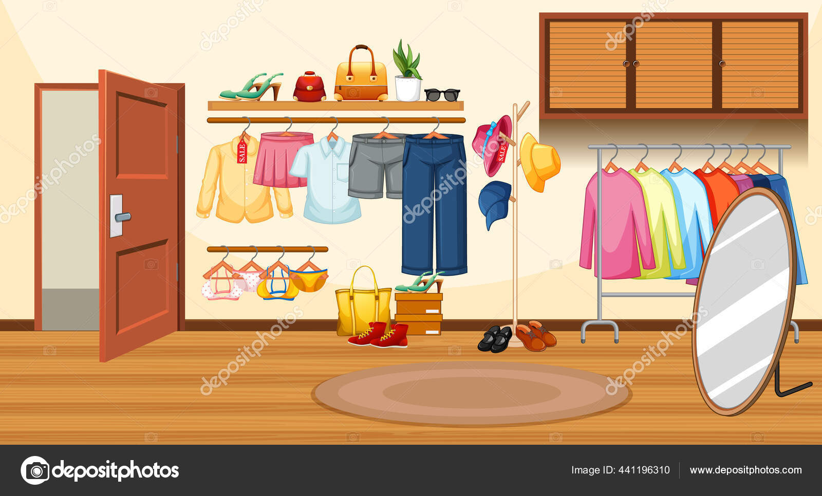 Interior Design Dressing Room Background Illustration Stock Vector ...