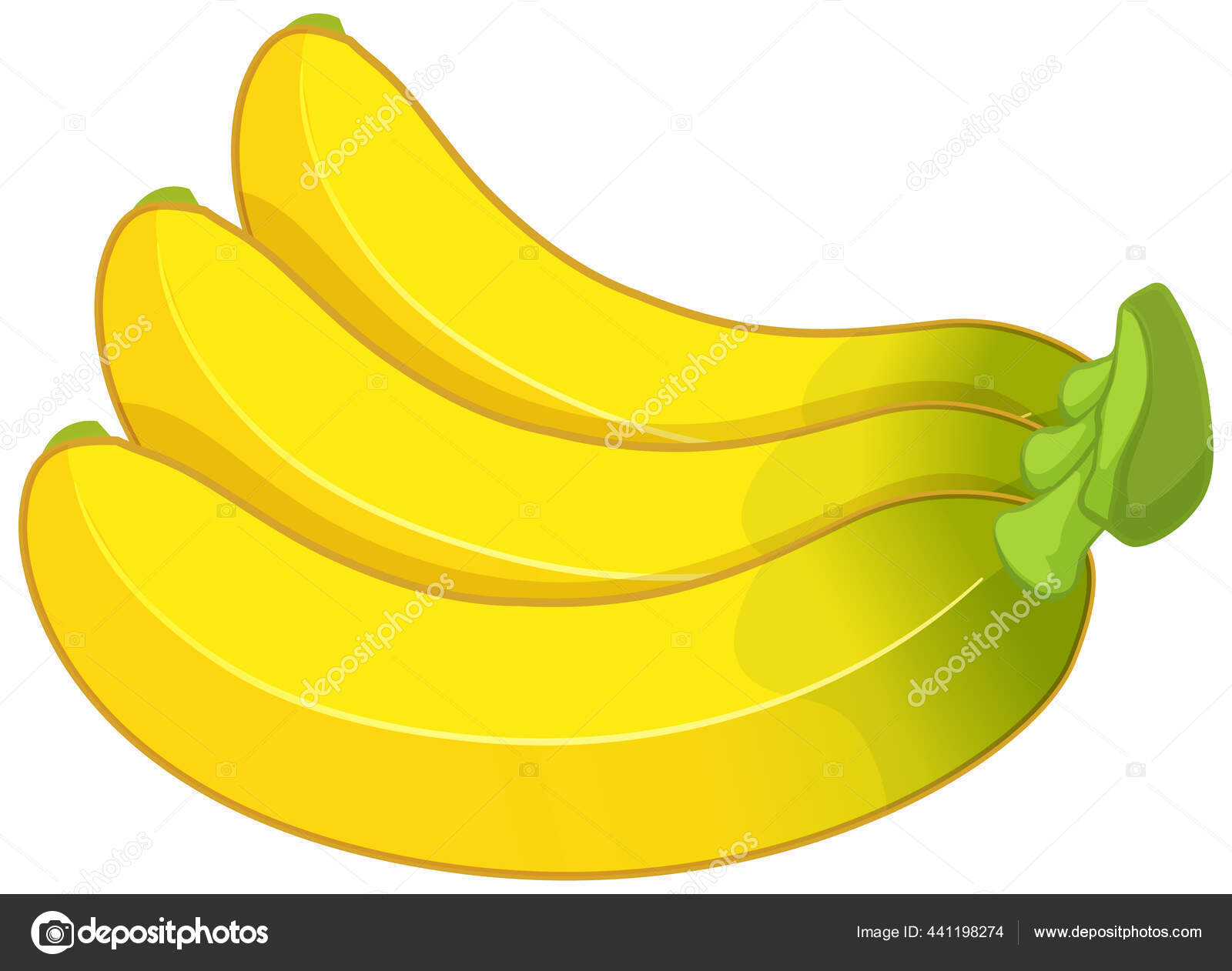 Bunch Bananas Cartoon Style Isolated White Background Illustration ...