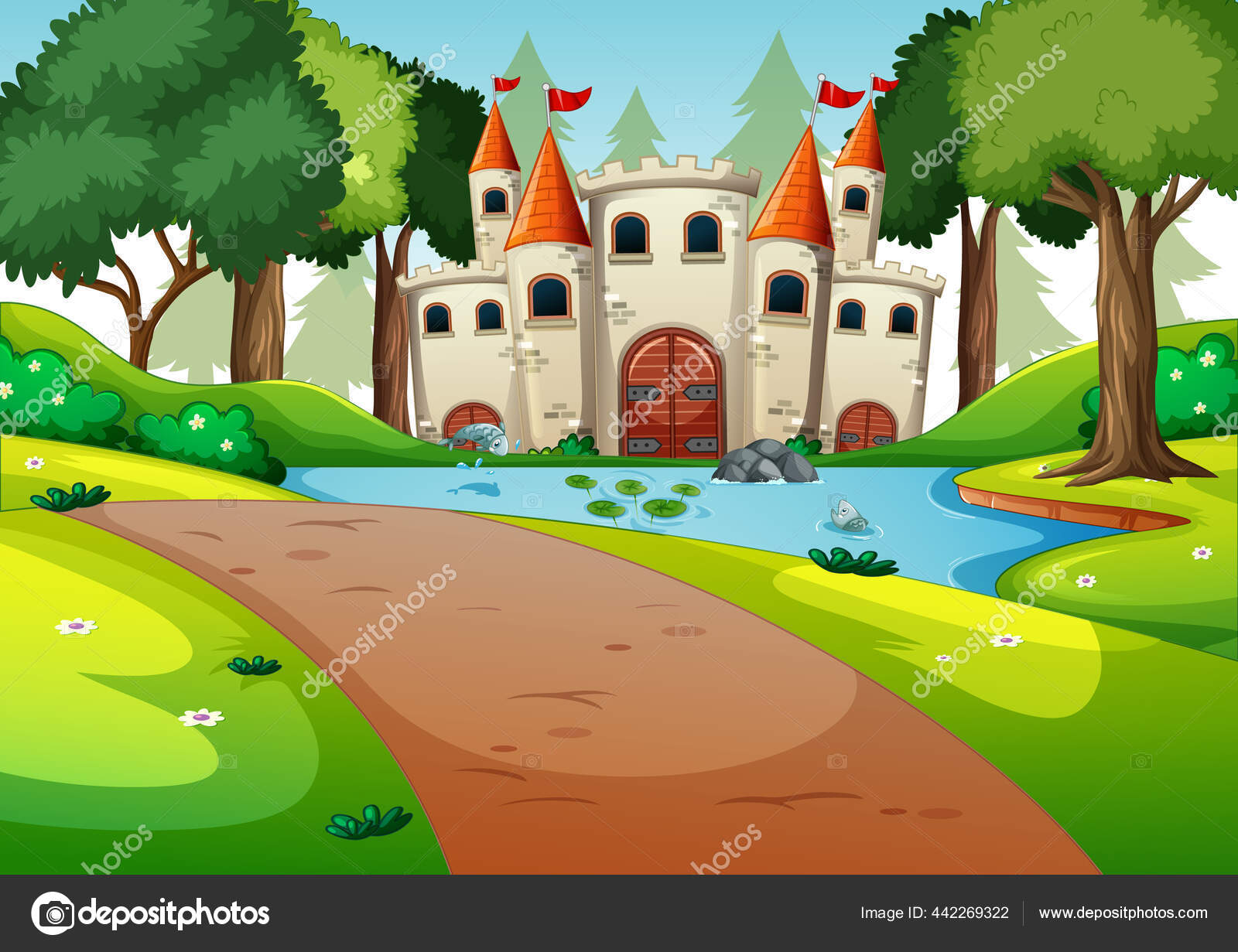 Empty Scene Castle Nature Illustration Stock Vector Image by ...