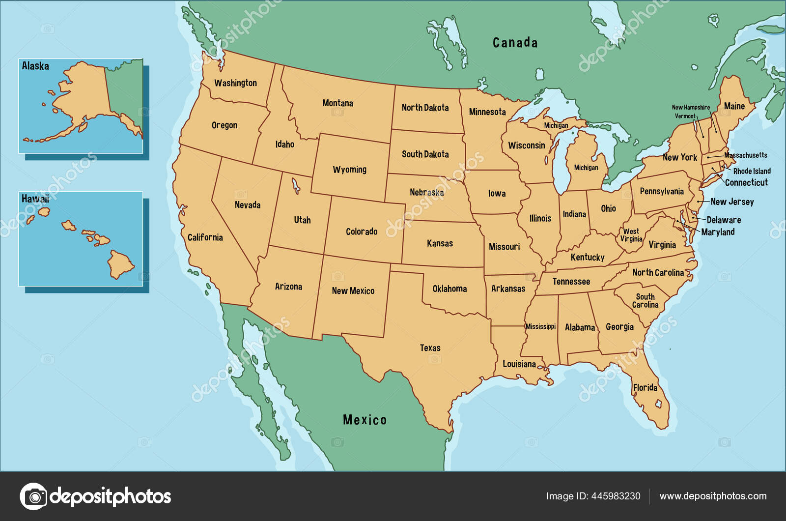 Estados Unidos Mapa Estados Con Nombres
