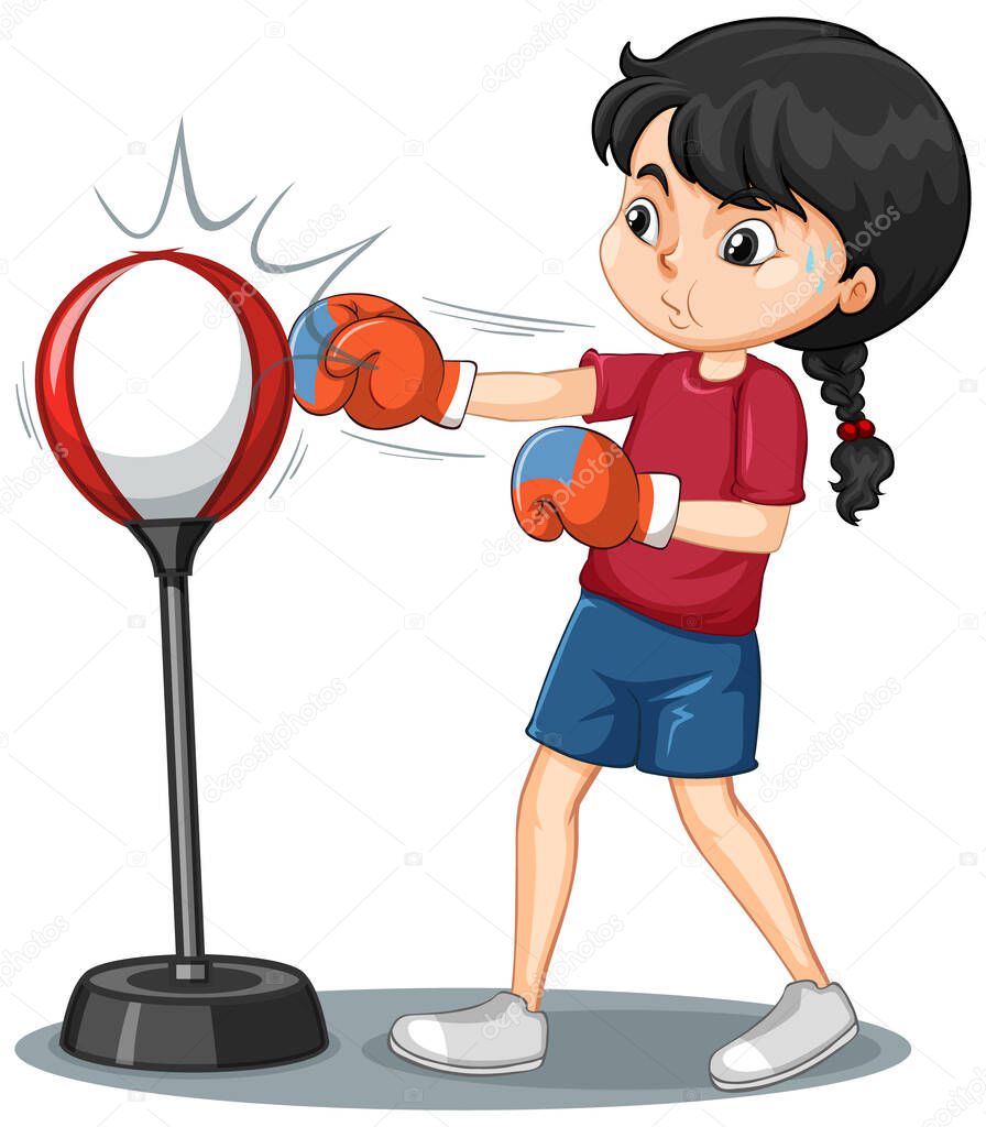 Un personaje de dibujos animados chica haciendo ejercicio de boxeo ...