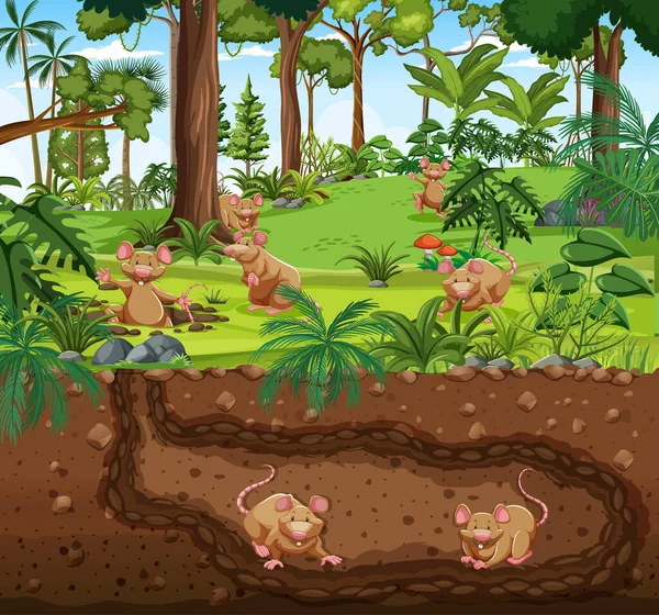 Underground Animal Burrow Snake Family Illustration Stock Vector Image ...