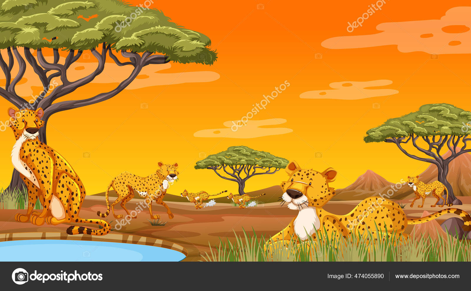 African Forest Landscape Background Illustration Stock Vector by ...