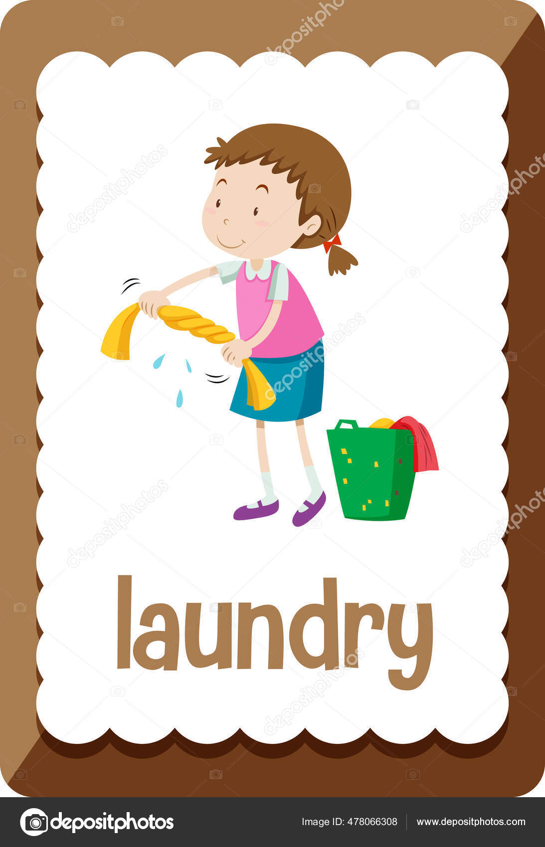 Vocabulary Flashcard Word Laundry Illustration Stock Vector by ...