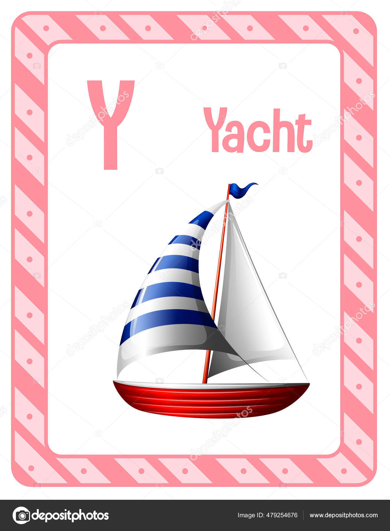 Ficha Alfabética Con Letra Para Ilustración Yates Vector de stock por ...