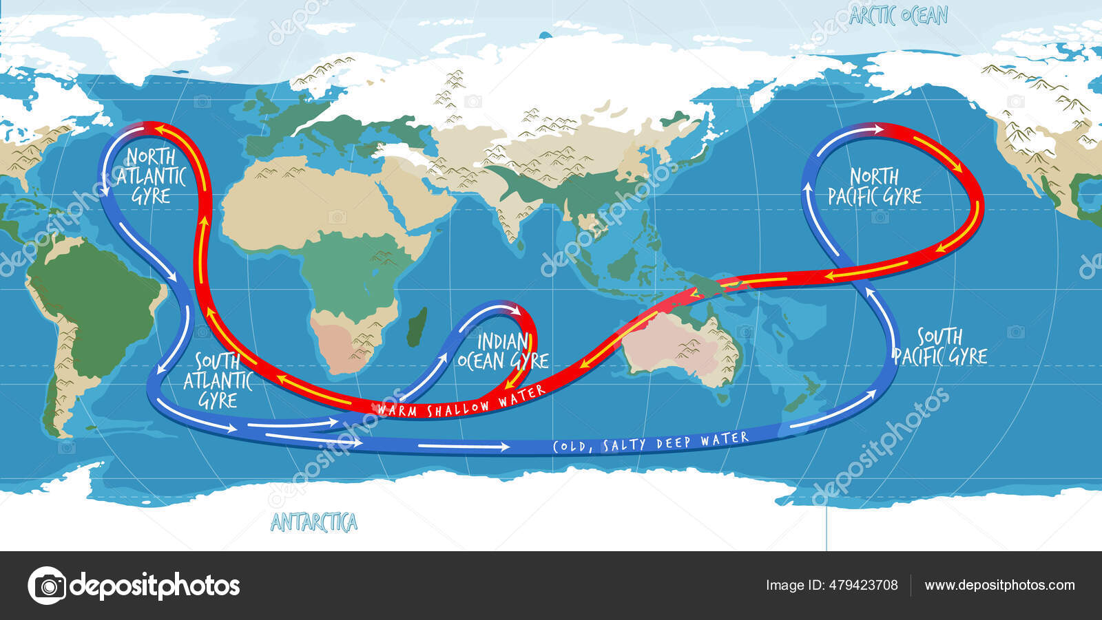 Ocean Current World Map Names Illustration Stock Vector Image by ...