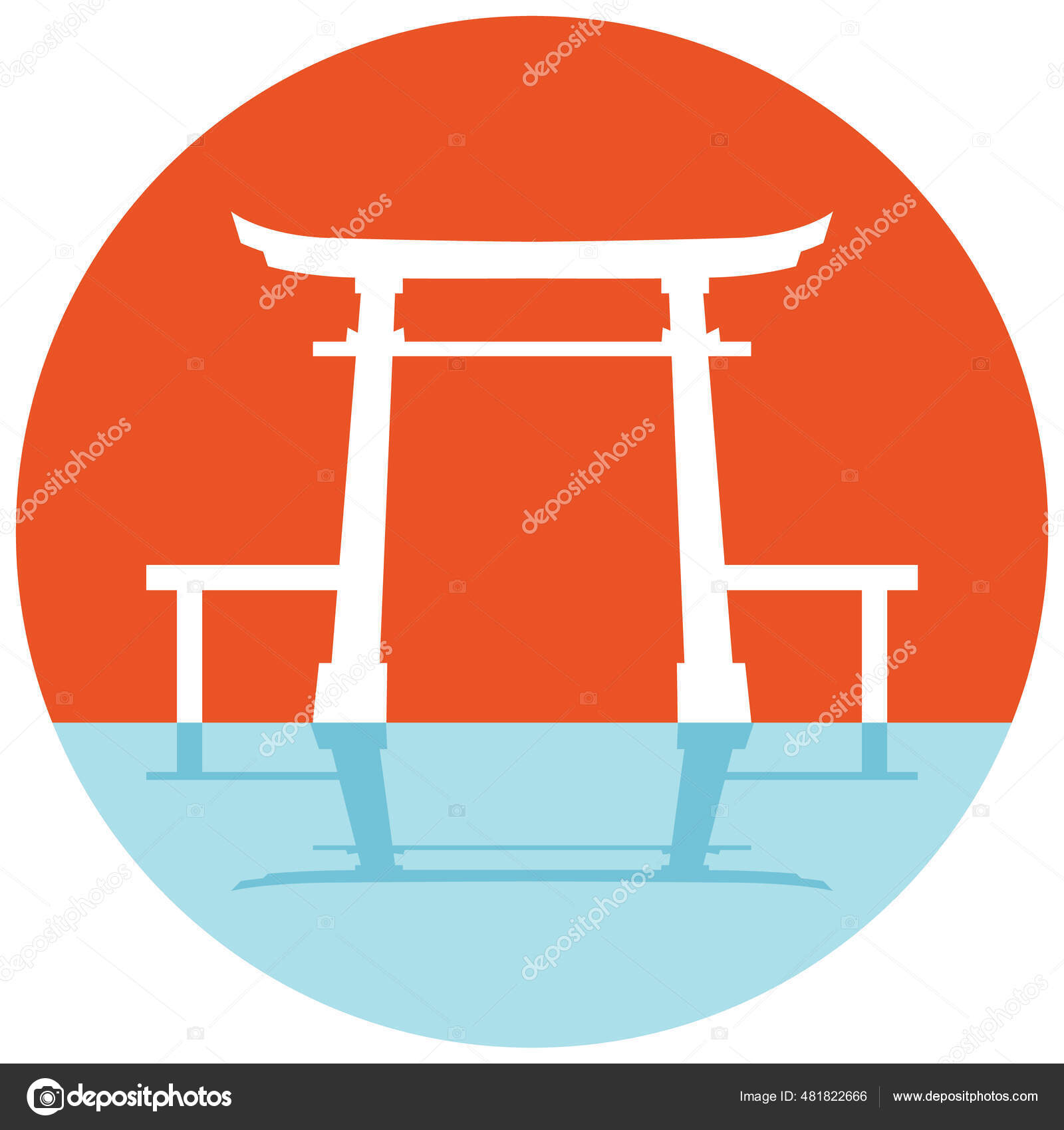 Torii Gate Landmark Shinto Shrine Japan Illustration Stock Vector by ...