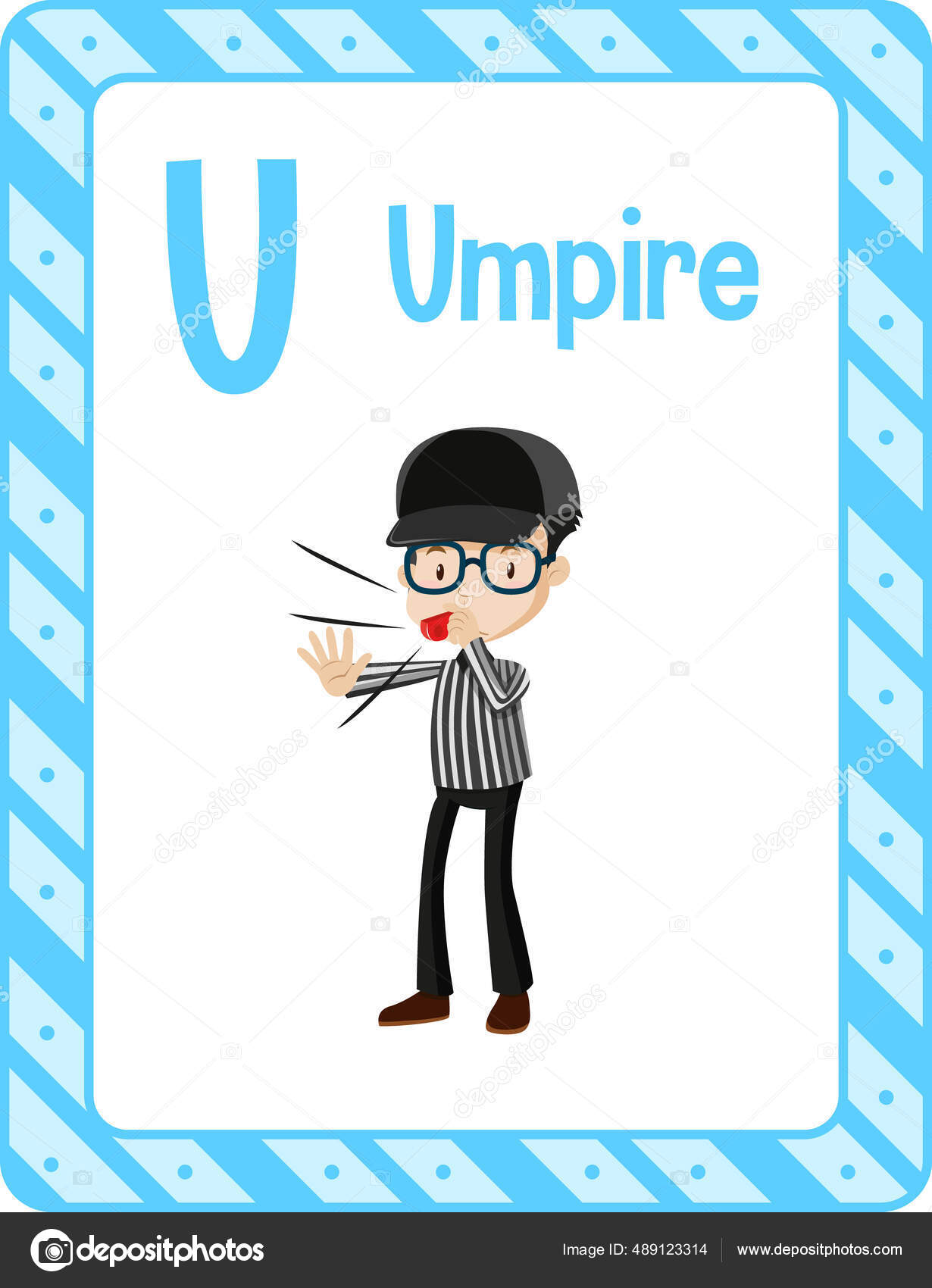 Flashcard Alfabet Dengan Huruf Untuk Ilustrasi Umpire Vektor Stok oleh ...