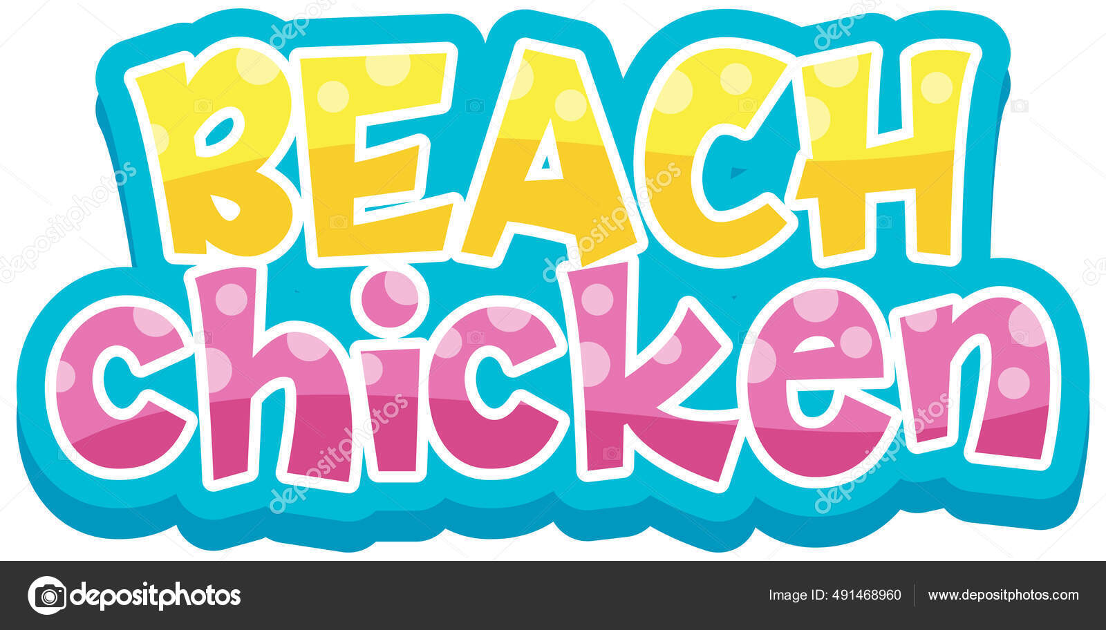 Beach Chicken Diseño Fuente Estilo Dibujos Animados Aislado Sobre Fondo ...