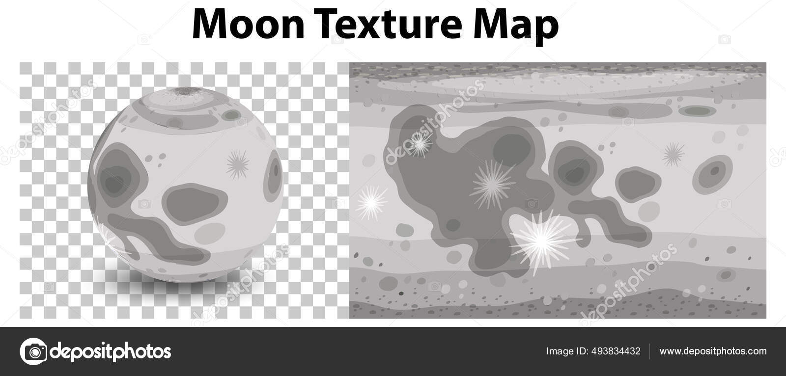 Moon Planet Transparent Moon Texture Map Illustration Stock Vector ...