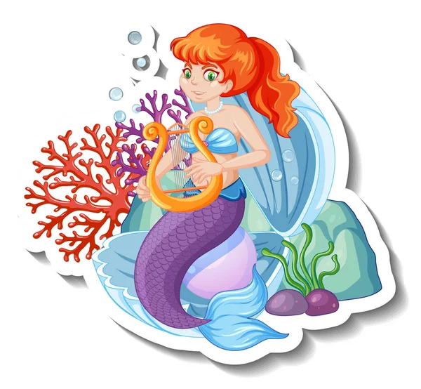 Cute Mermaids Cartoon Character Cartoon Style Sea Background ...