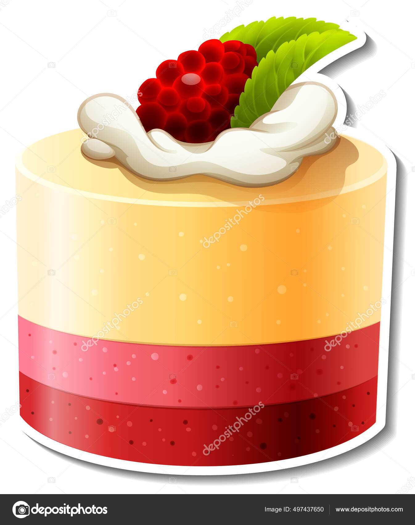 Three Layer Cake Raspberry Sticker Isolated White Background ...