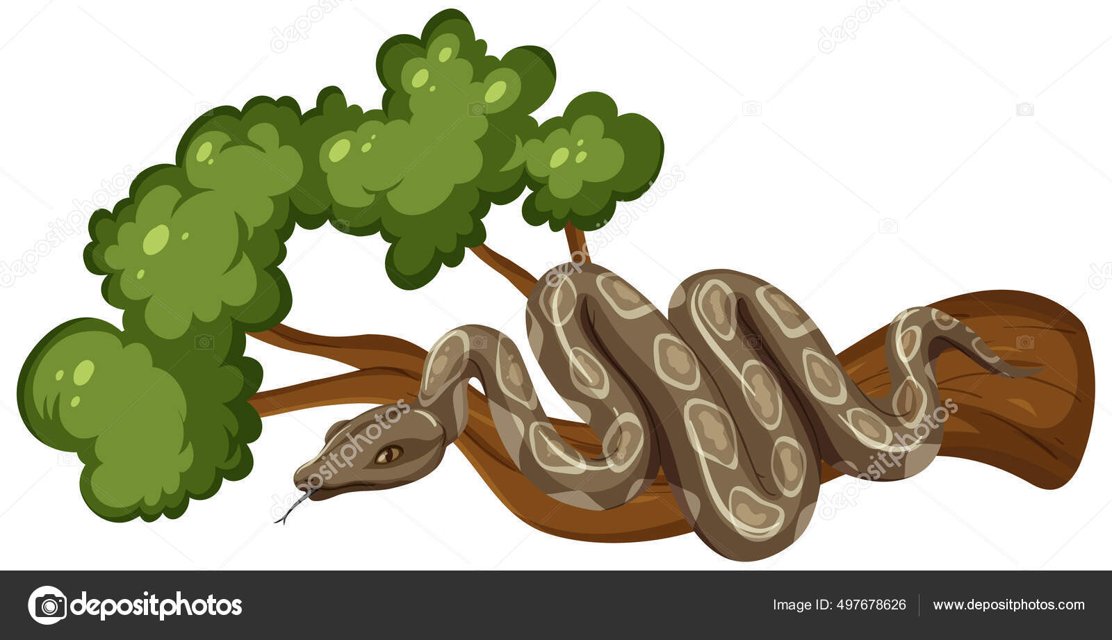 Snake Branch Isolated White Background Illustration Stock Vector by ...