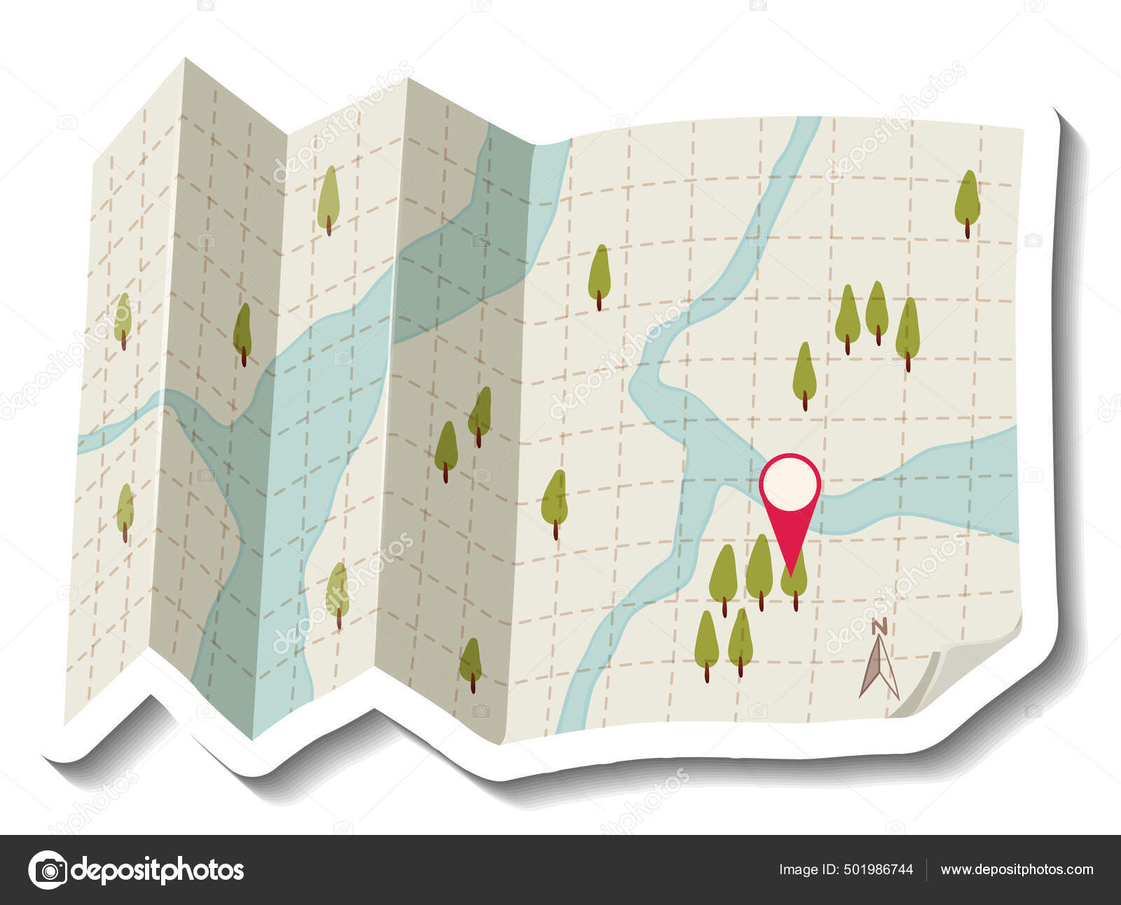 Folded Paper Map Red Pin Illustration Stock Vector by ©blueringmedia ...
