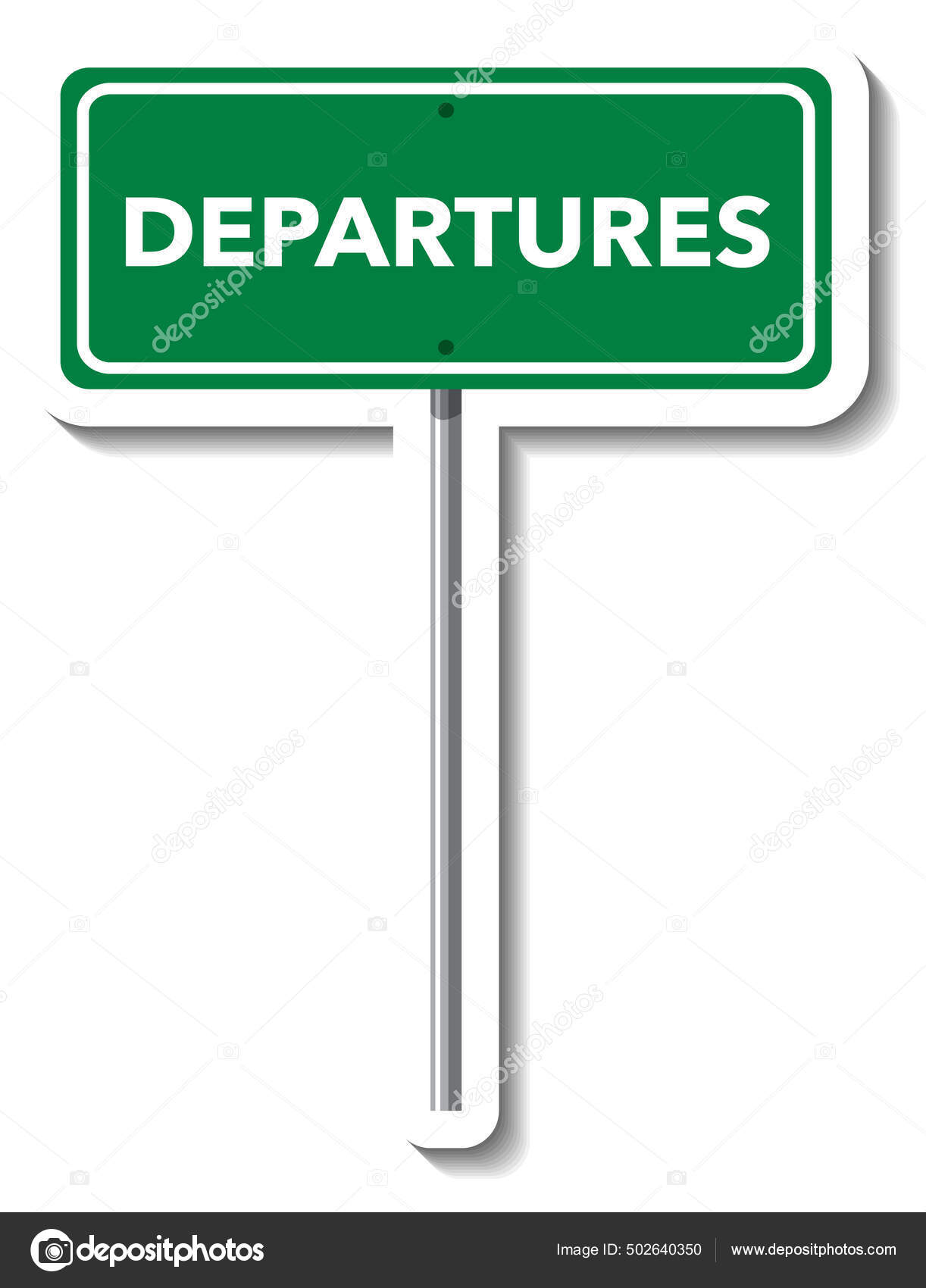 Departures Road Sign Pole White Background Illustration Stock Vector by ...