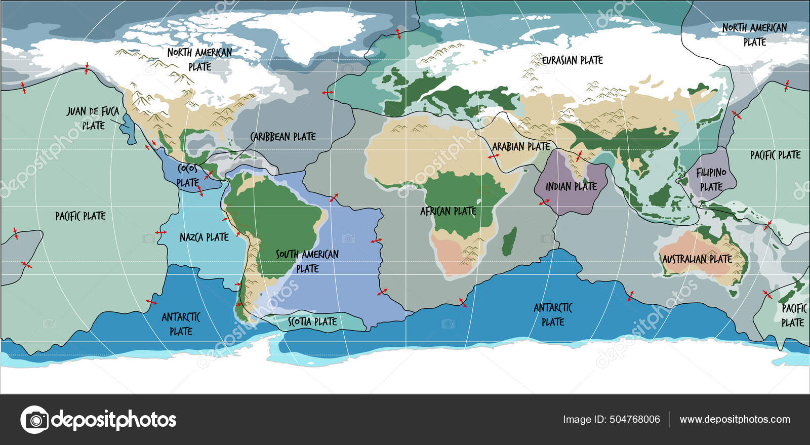 Blank Tectonic Plates Map