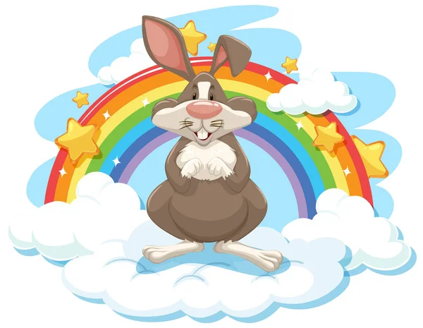 Two Rabbits Cartoon Character Rainbow Illustration Stock Vector Image ...