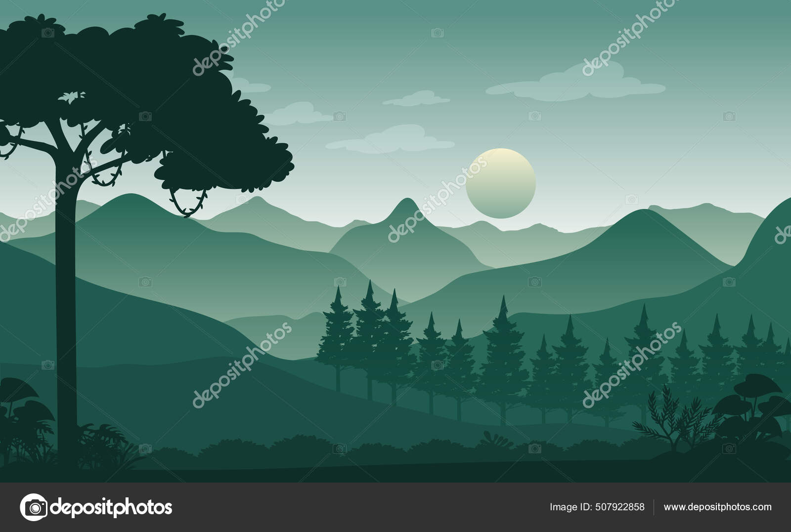 Silhouette Forest Landscape Background Illustration Stock Vector Image ...