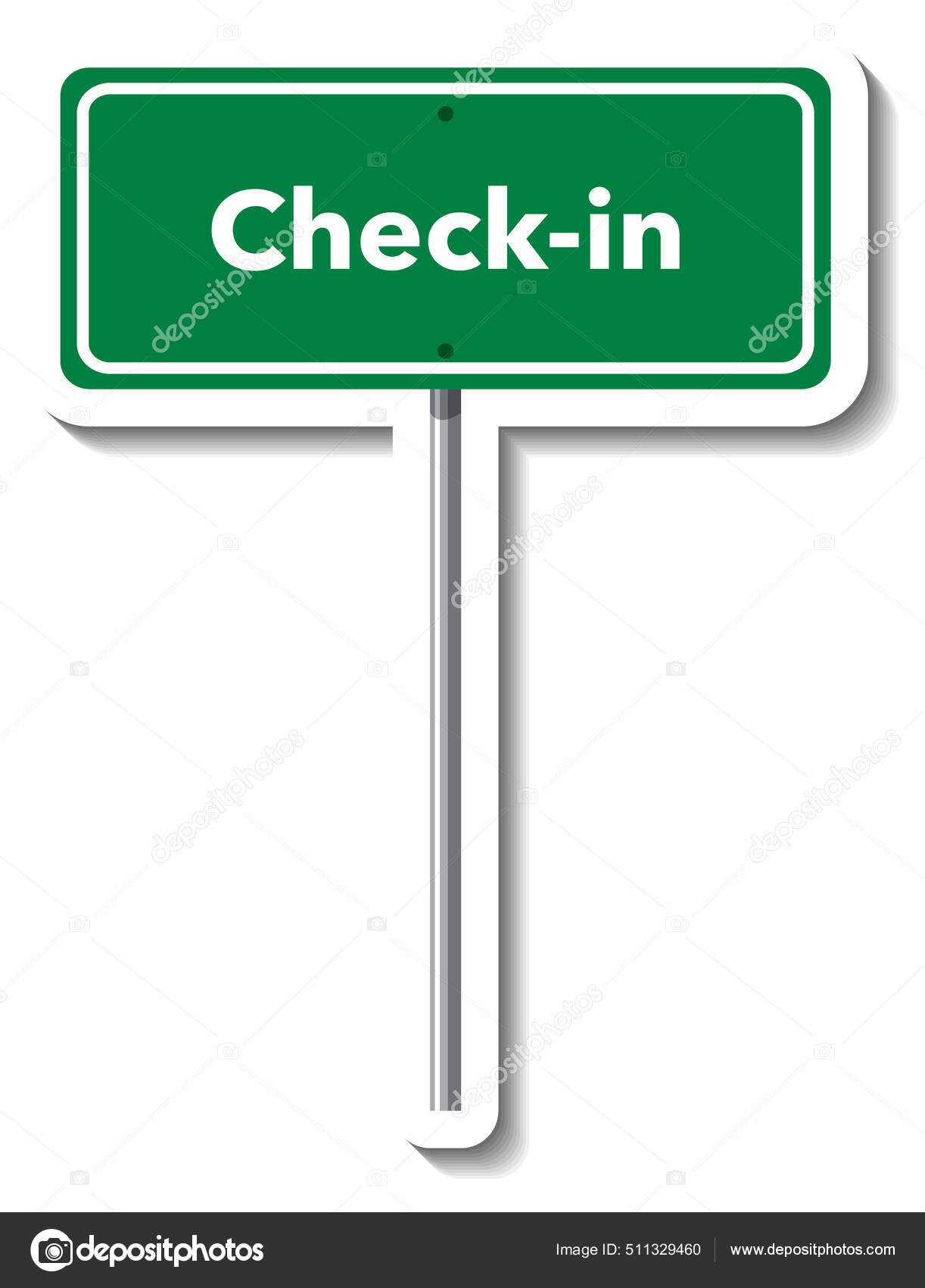 Check Road Sign Pole White Background Illustration Stock Vector by ...
